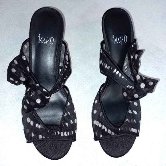 Impo | Shoes | Impo Vavoom Black Polka Dot 3 Inch Heels Size 65 | Poshmark